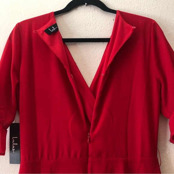 Lulus | Dresses | Nwt Lulus Red For The Frills Highlow Wrap Midi Dress ...